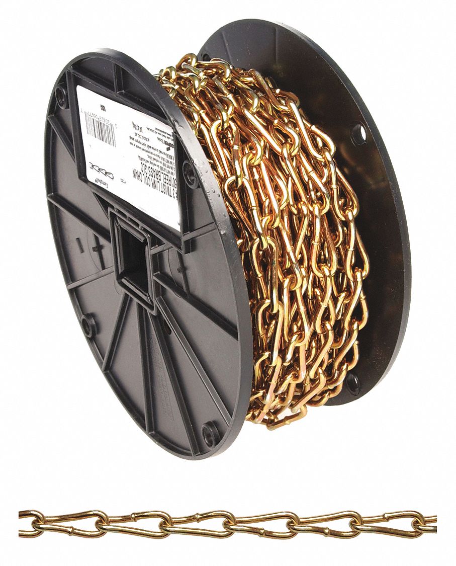 No3 Twist Link Coil Chain Brass Glo 50Ft - Grainger