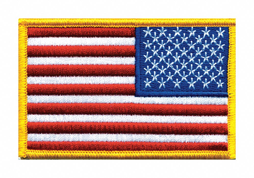 HEROS PRIDE, Reverse/U.S. Flag, 3 1/2 in x 2 1/4 in, Embroidered Patch ...