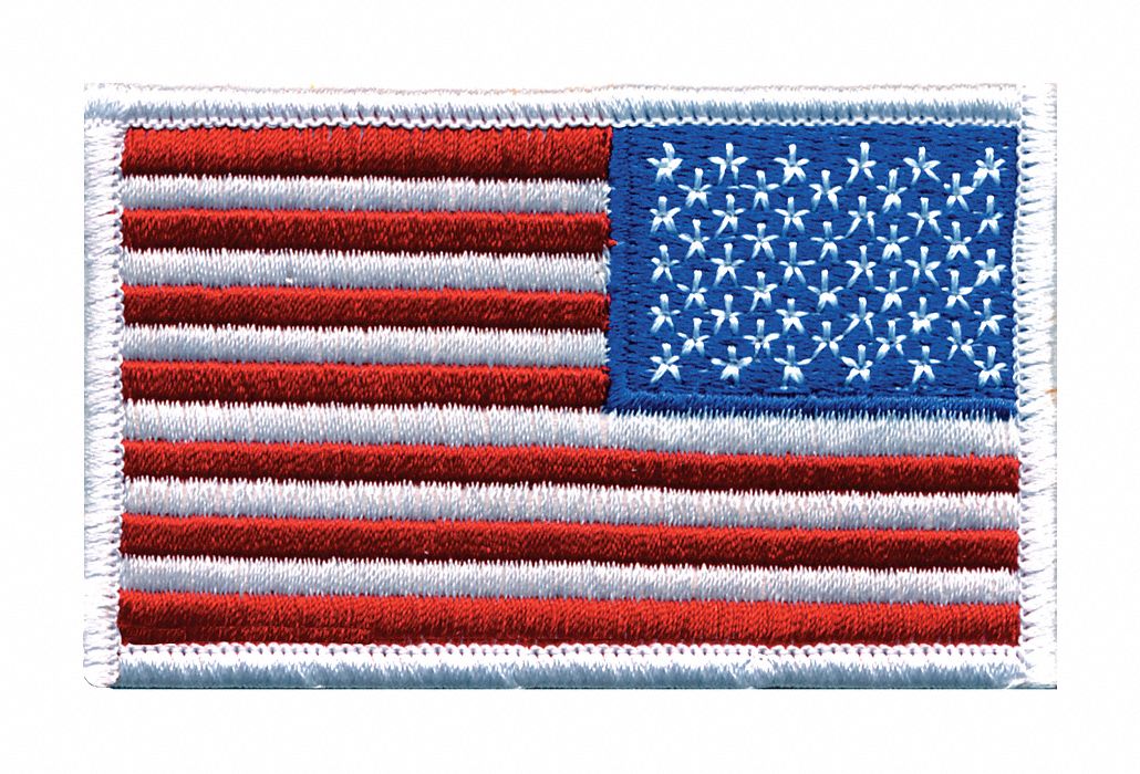 HEROS PRIDE, Reverse/U.S. Flag, 3 3/8 in x 2 in, Embroidered Patch ...