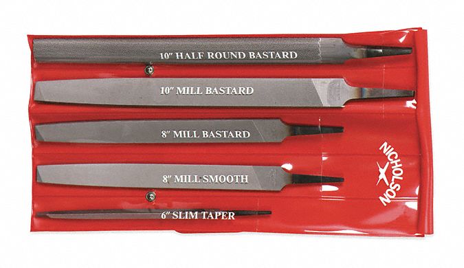 Nicholson 22025NNN 7" and 10" Machinist's File Set with Cleaner Card ...