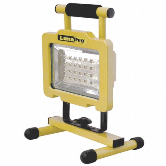 Temporary Job Site Light, Floor Stand, Battery/Rechargeable, Lumens 800 ...