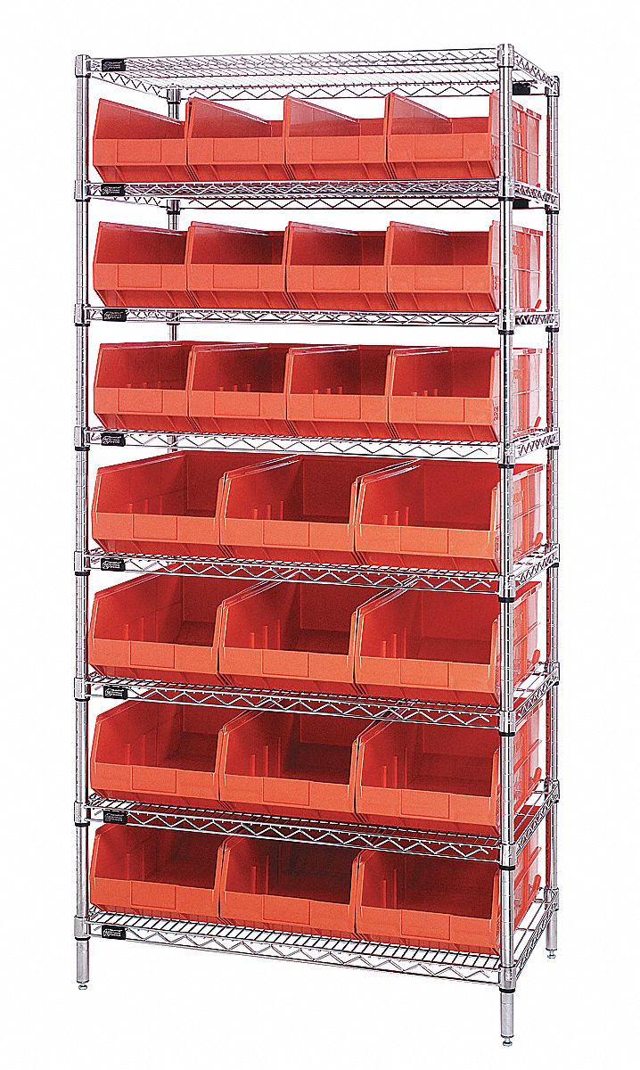 QUANTUM STORAGE SYSTEMS, 36 in x 21 in x 74 in, 1 Sided, Bin Shelving ...