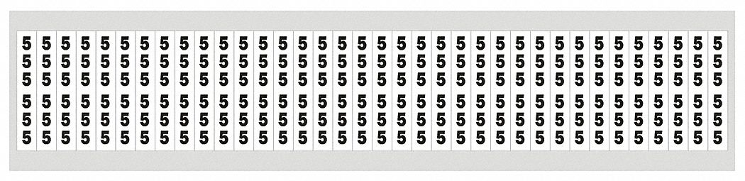 Wire Marker, Preprinted, 5, Black on White, Markers per Card 36, PK 25 ...