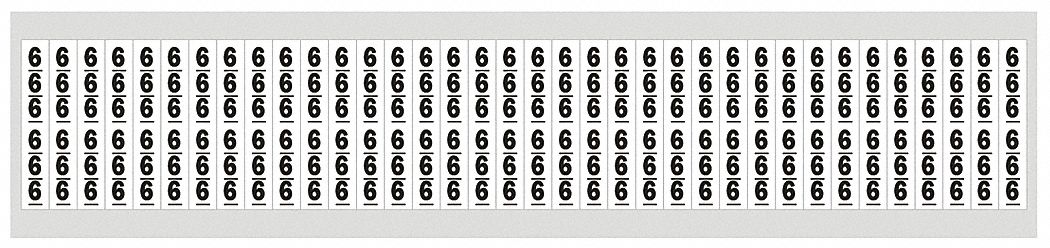 Wire Marker, Preprinted, 6, Black on White, Markers per Card 36, PK 25 ...
