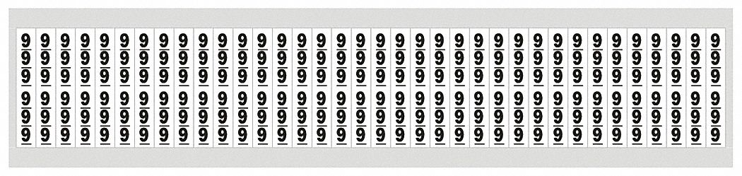 Wire Marker, Preprinted, 9, Black on White, Markers per Card 36, PK 25 ...