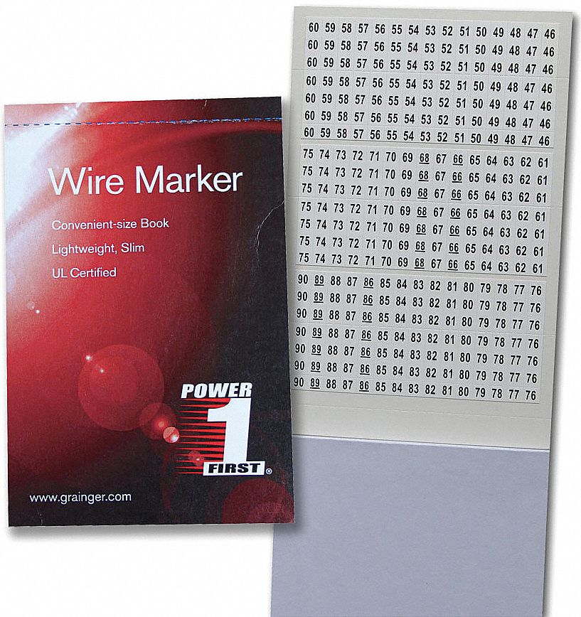 Wire Marker Book, Preprinted, A-Z, 0 to 90, + (Plus), - (Minus ...