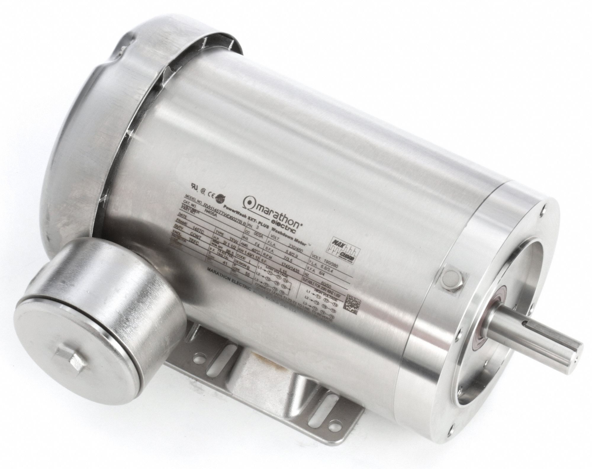 MARATHON MOTORS Washdown Motor, 2 HP, 3-Phase, Nameplate RPM 1745 ...