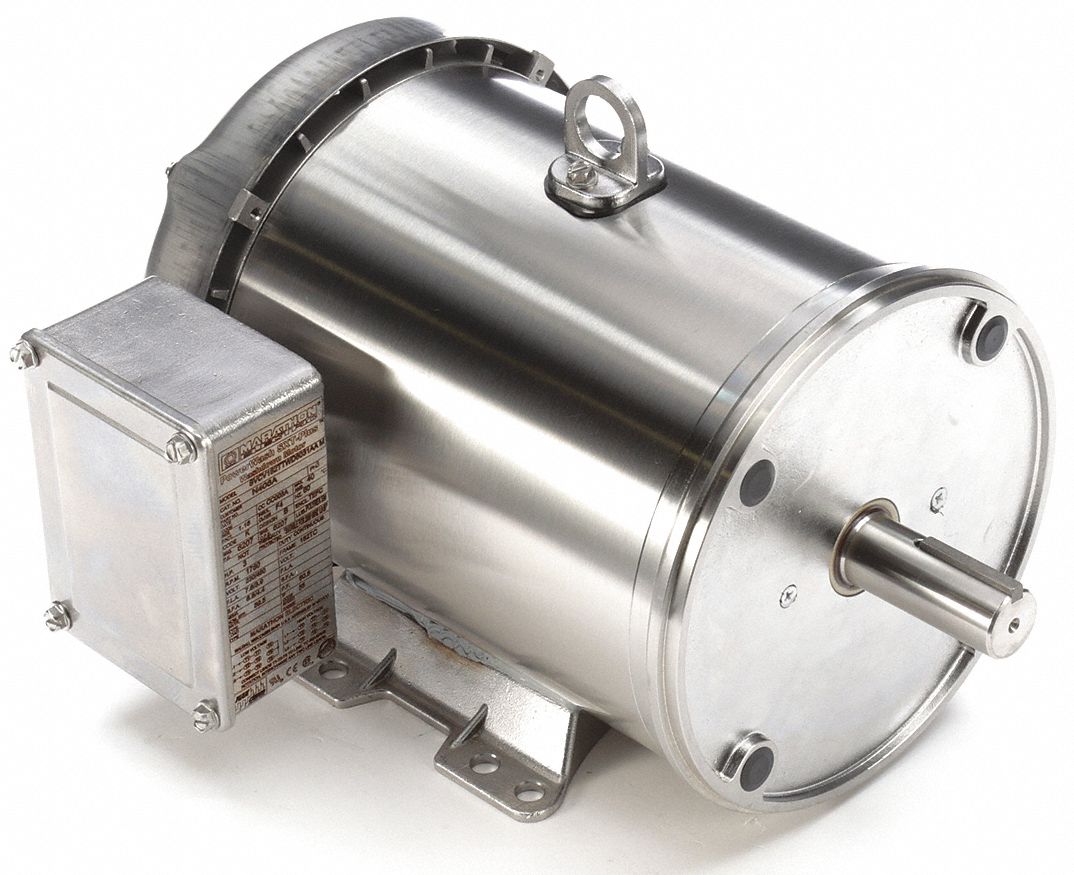 Washdown Motor, 3 HP, 3-Phase, Nameplate RPM 1760, Voltage 208-230/460 ...