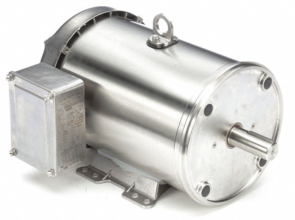 Washdown Motor, 5 HP, 3-Phase, Nameplate RPM 1760, Voltage 208-230/460 ...