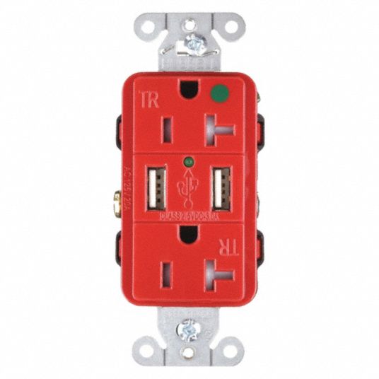 20A Hospital Grade Receptacle, Red; Tamper Resistant: Yes - Grainger