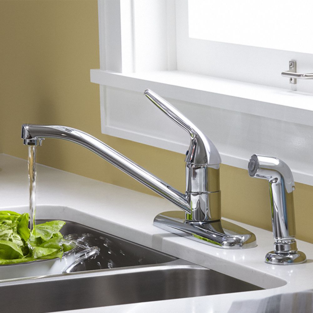 AMERICAN STANDARD Chrome, Straight, Kitchen Sink Faucet, Manual Faucet ...