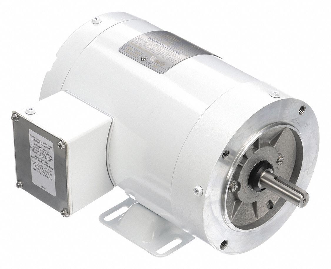 Washdown Motor, 1 HP, 3-Phase, Nameplate RPM 3450, Voltage 208-230/460 ...