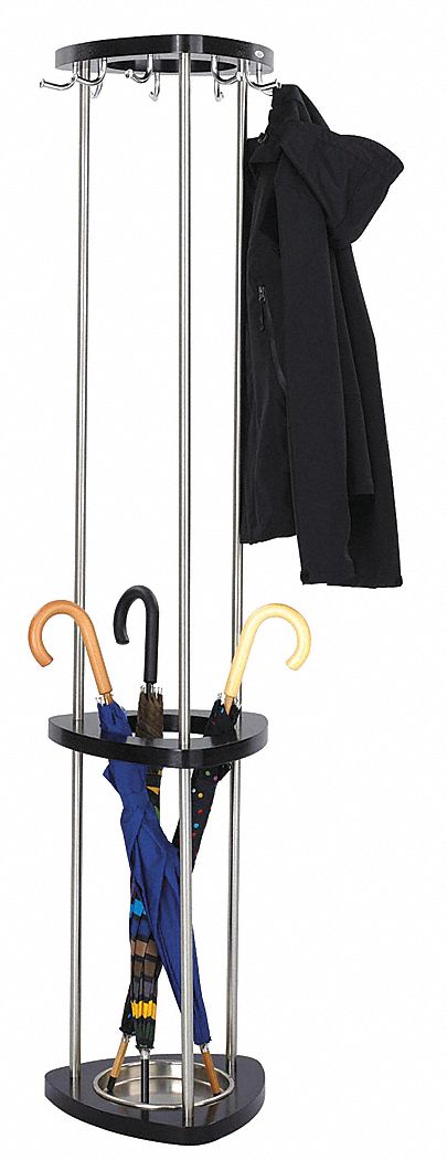 Coat Rack w/Umbrella Stand, Wood/Steel - Grainger