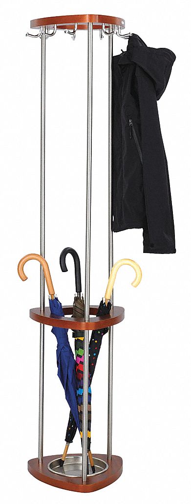 Coat Rack w/Umbrella Stand, Wood/Steel - Grainger