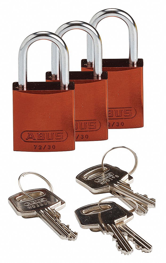 BRADY, Keyed Alike, Aluminum, Lockout Padlock - 24UY46|133285 - Grainger
