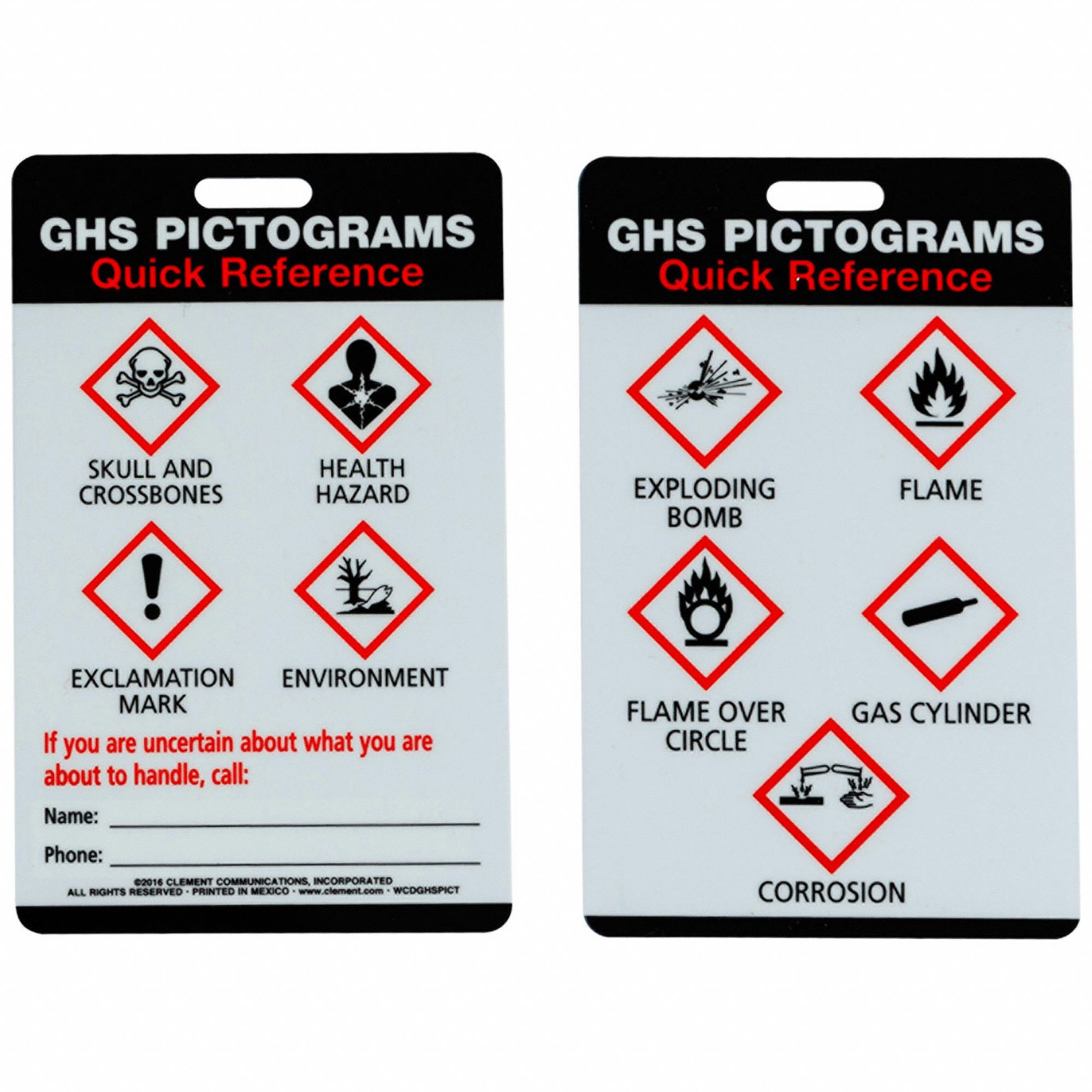 GHS Pictograms Quick Reference, White, Safety Card - 24UY85|133208 ...