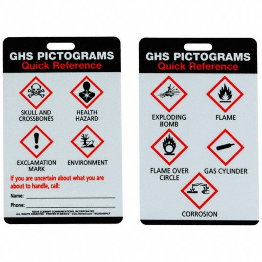 GHS Pictograms Quick Reference, White, Safety Card - 24UY85|133208 ...