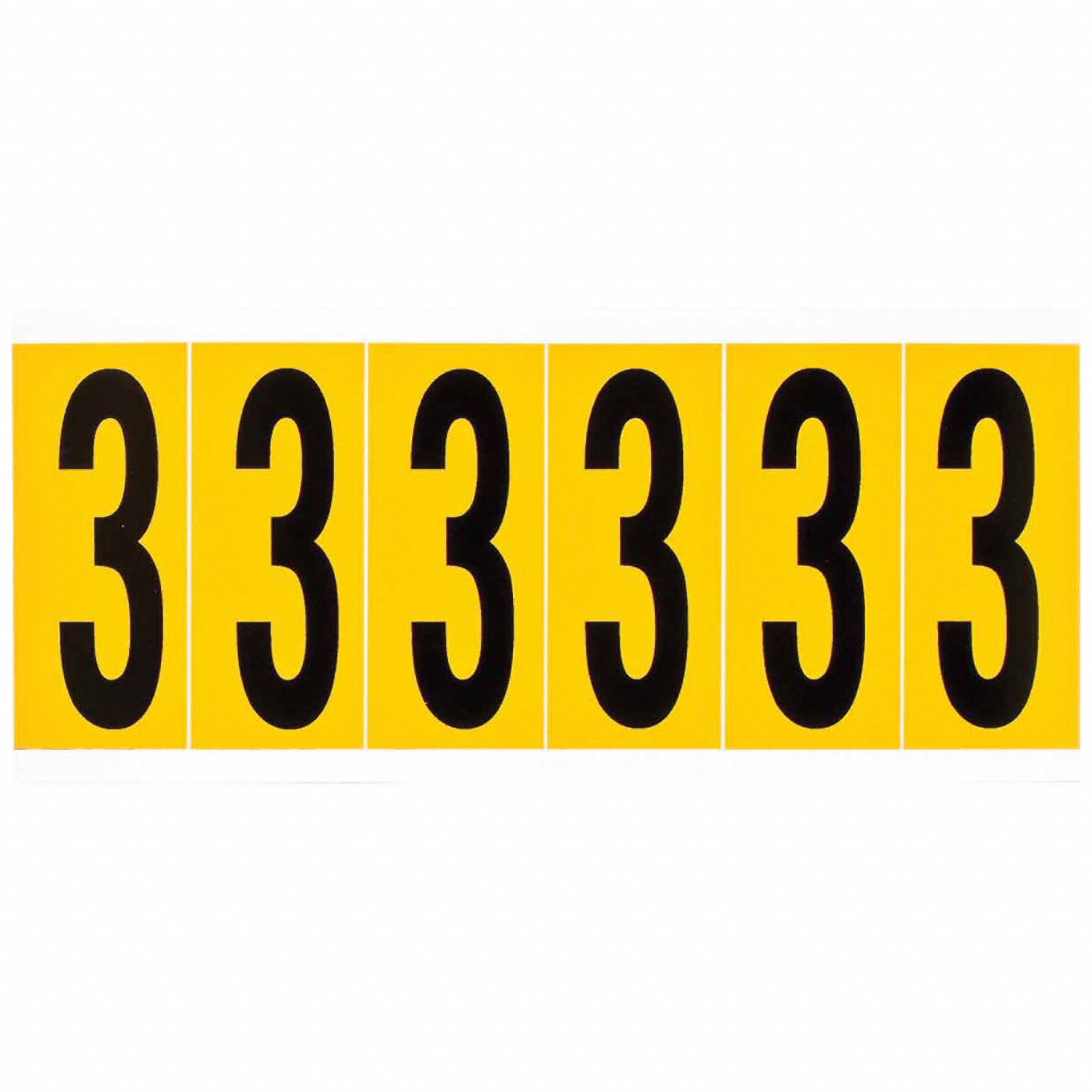 3 in Character Ht, Indoor/Outdoor, Number Label - 24UZ01|1550-3 - Grainger