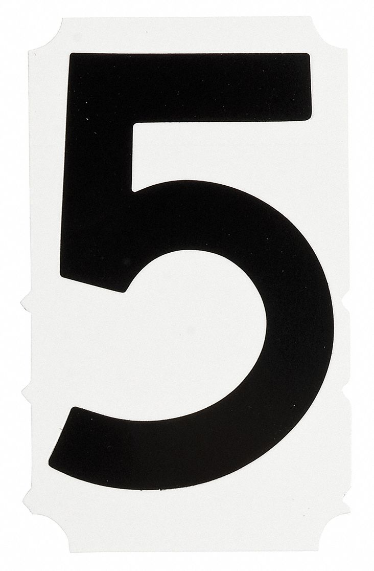 3 in Character Ht, Indoor/Outdoor, Number Label - 24VA15|5100-5 - Grainger