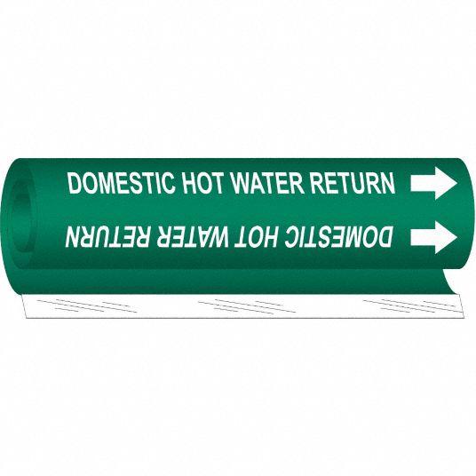 Domestic Hot Water Return, Green, Pipe Marker - 24VC40|5816-O - Grainger