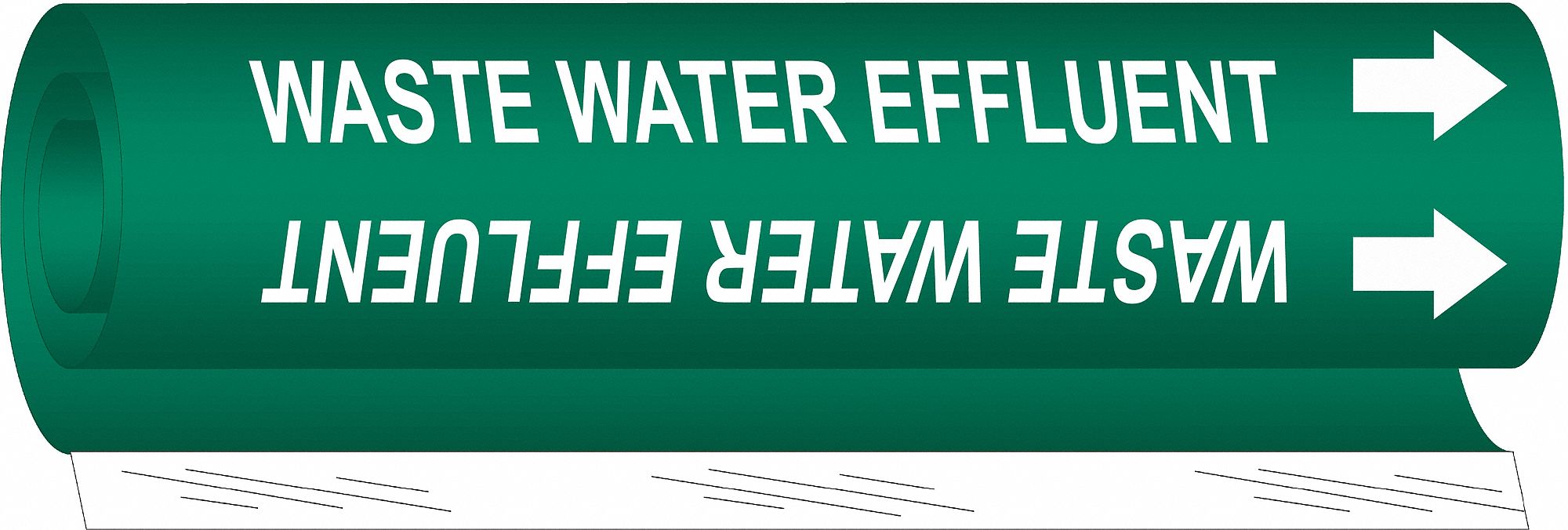 Waste Water Effluent, Green, Pipe Marker - 24VE15|5857-I - Grainger