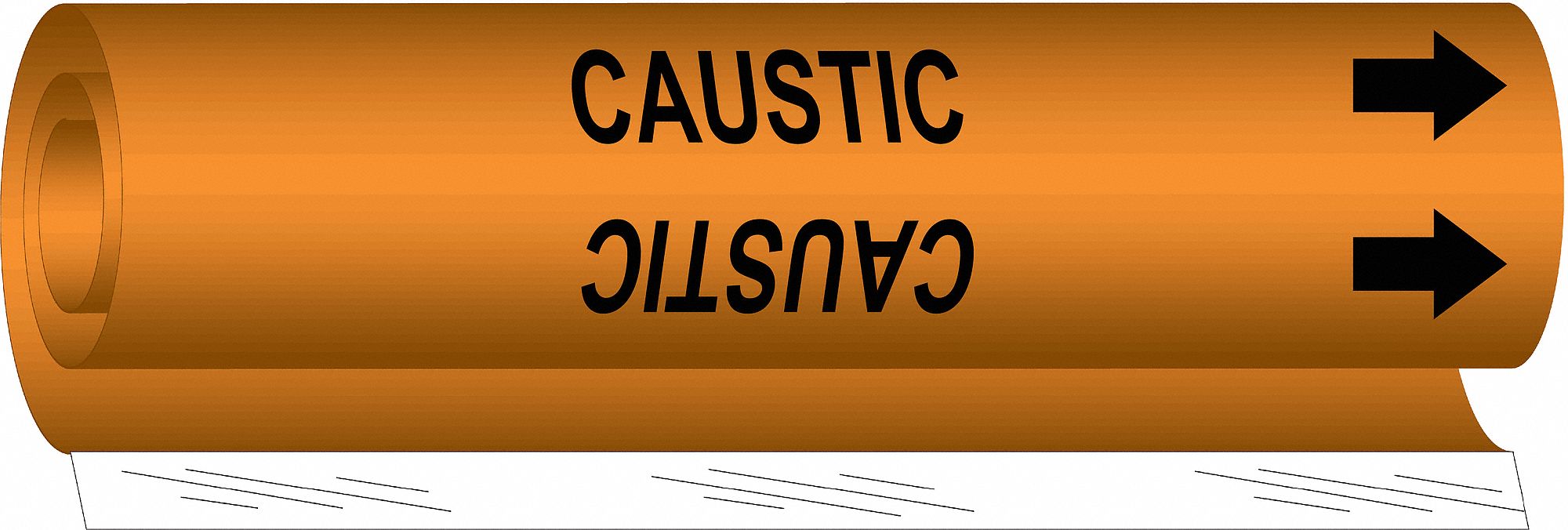 Caustic Soda, Orange, Pipe Marker - 24VD35|5807-I - Grainger