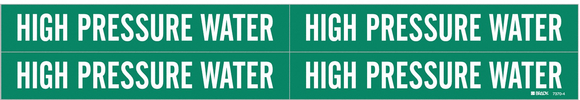 High Pressure Water, Green, Pipe Marker - 24VF99|7370-4 - Grainger