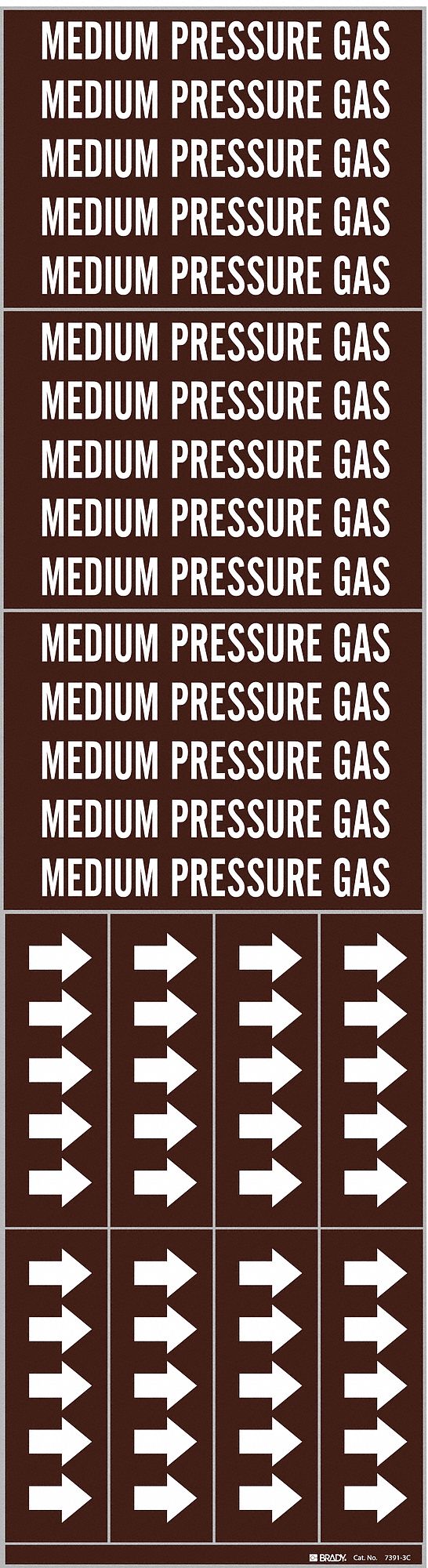 Medium Pressure Gas, Brown, Pipe Marker - 24VG35|7391-3C - Grainger