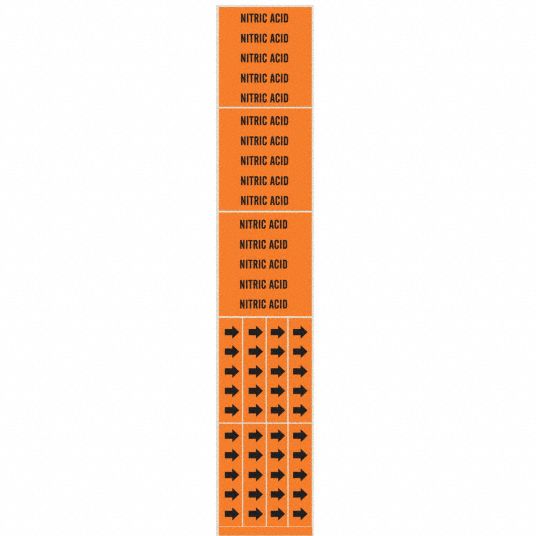Nitric Acid, Orange, Pipe Marker - 24VG46|7396-3C - Grainger