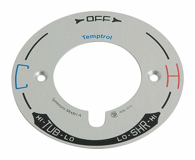 SYMMONS Faucet Temperature Indicator Decal: Symmons, 0 Handles, Chrome ...
