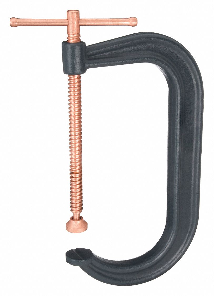 WILTON, Extra Heavy Duty, V-Grooved, Spatter Resistant C-Clamp - 24W091 ...