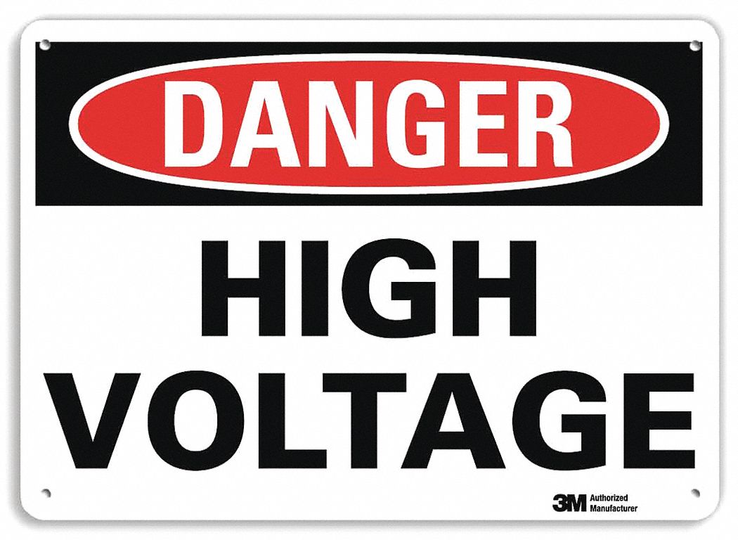 Danger Sign, High Voltage, Header Danger, Rectangle, 10 in Height, 14 ...