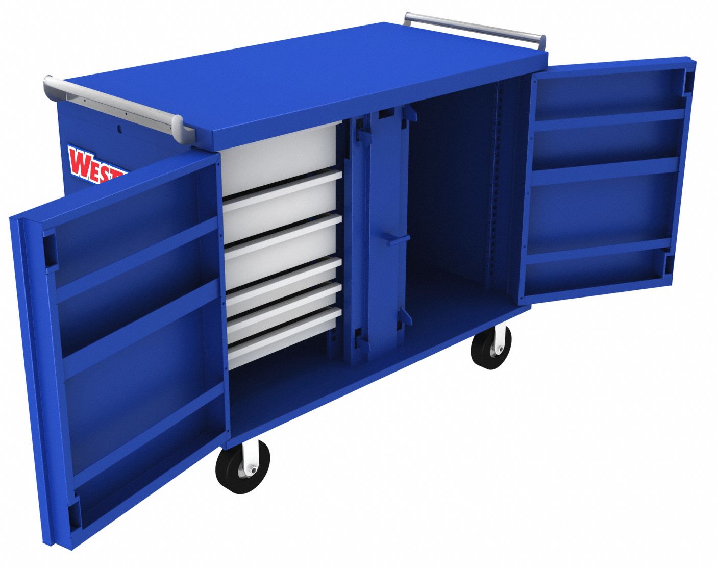 WESTWARD Mobile Cabinet Workbench, Steel, 26 7/8 in Depth, 40 5/8 in ...