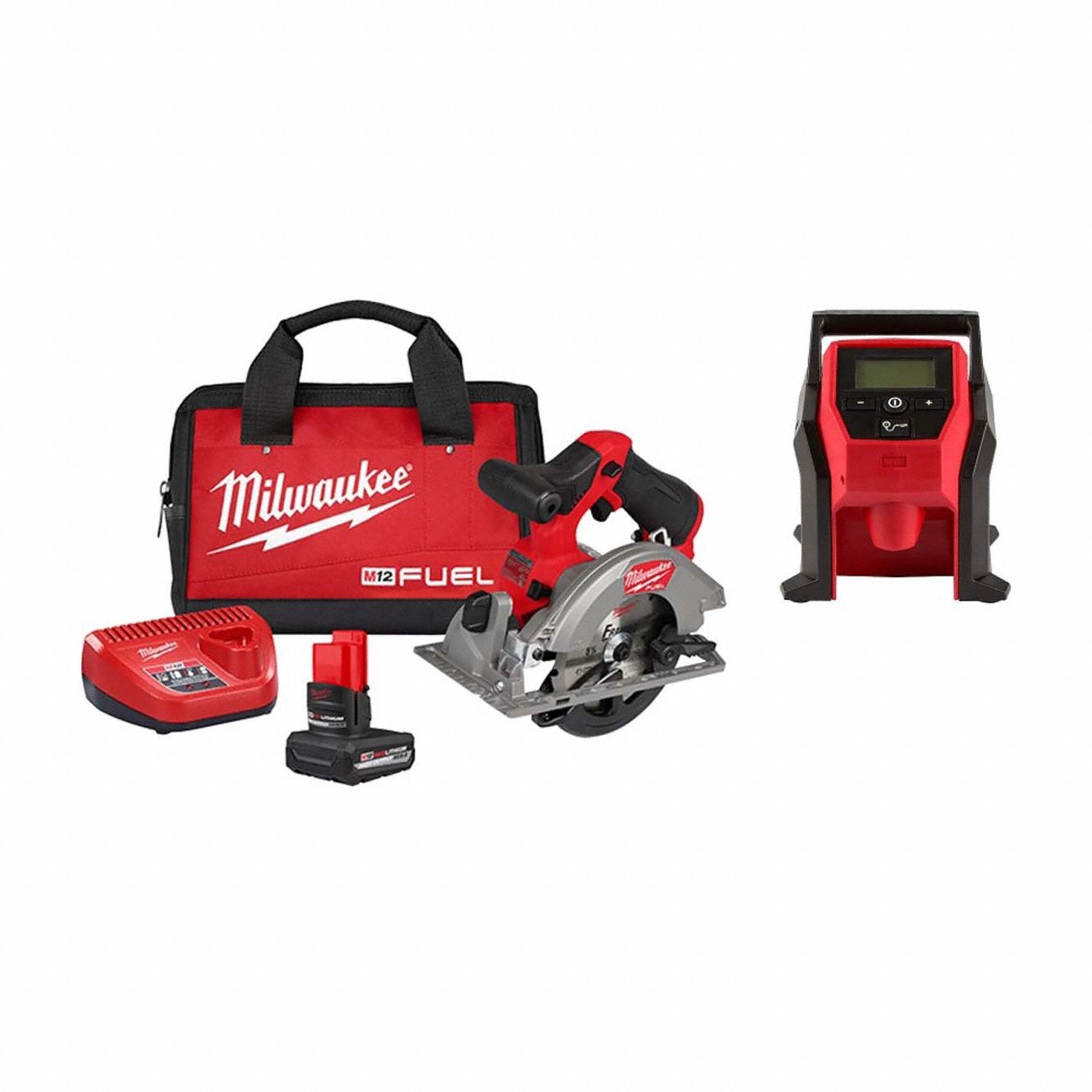 MILWAUKEE, 2 Tools, Circular Saw/Inflator, Tool Combination Kit ...