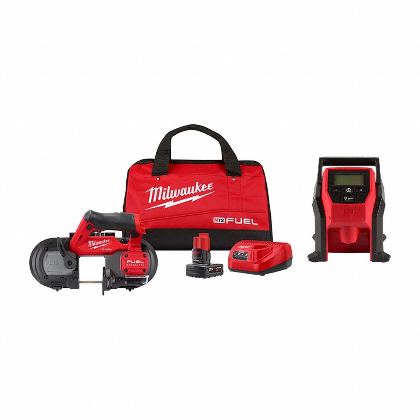 MILWAUKEE, 2 Tools, Inflator/Portable Band Saw, Tool Combination Kit ...