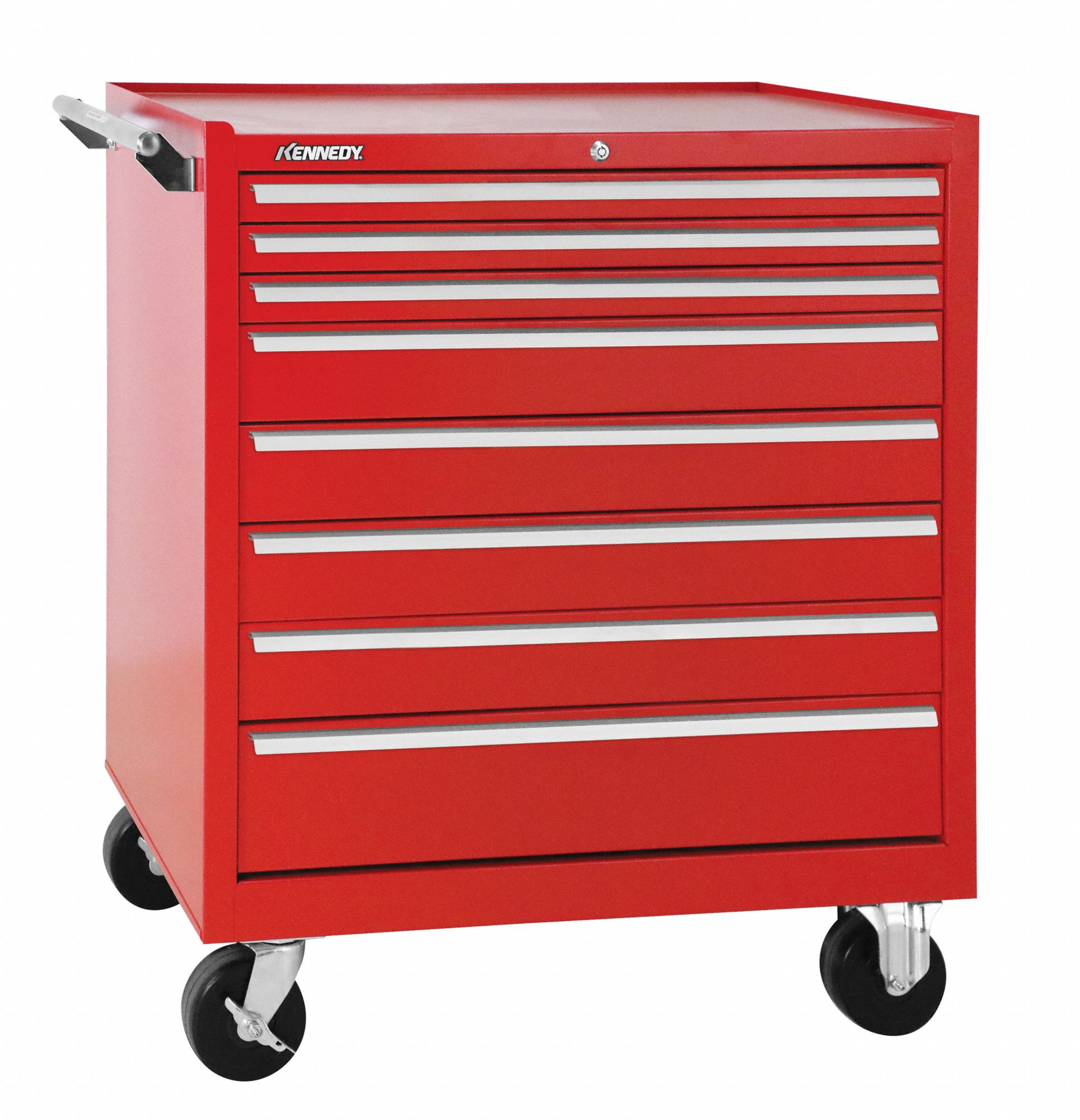 KENNEDY, Red / Red Drawer, 34 in W x 20 in D x 39 in H, Rolling Tool ...