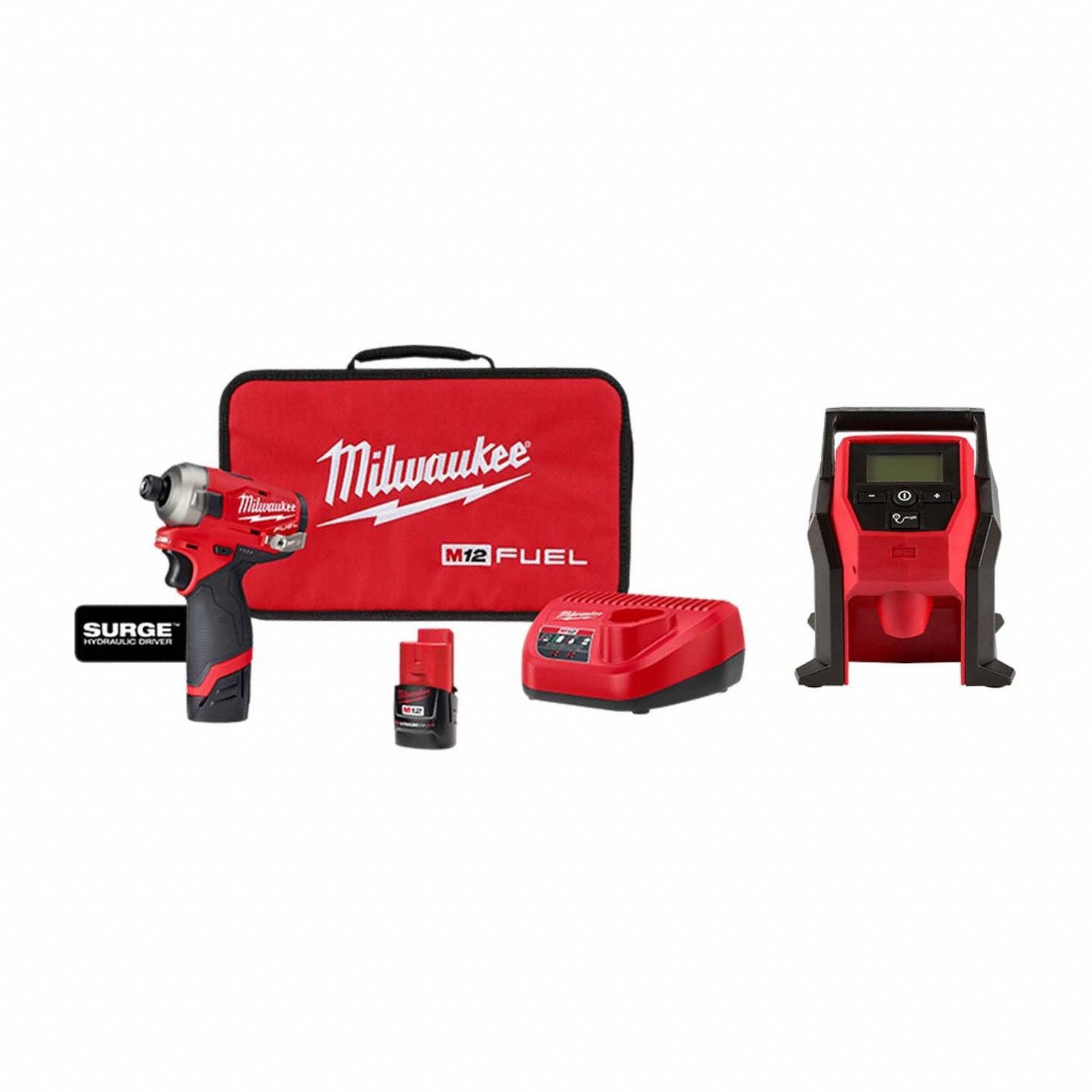 MILWAUKEE, 2 Tools, Drill/Driver/Inflator, Driver and Inflator - 432CJ2 ...