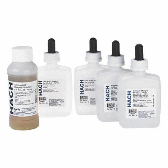 HACH, 3 to 1,000 ug/L SiO₂, 2553500, Silica Reagent Set - 897Y99 ...