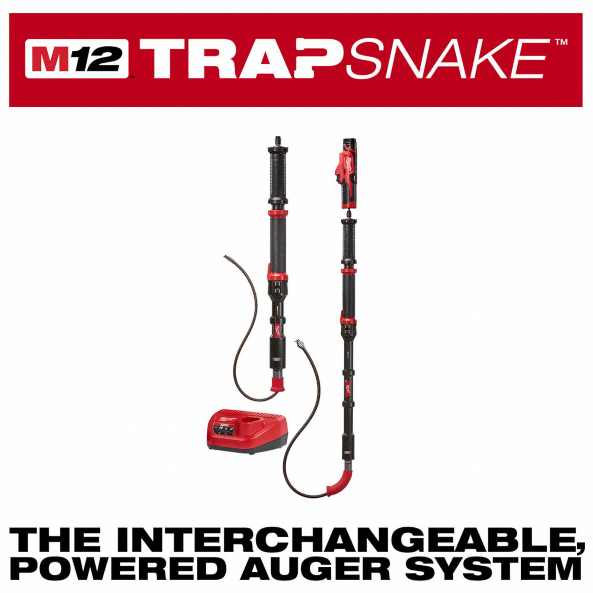 MILWAUKEE Closet Auger Kit: Cordless, TRAPSNAKE, M12, For 1 1/4 in to 4 ...