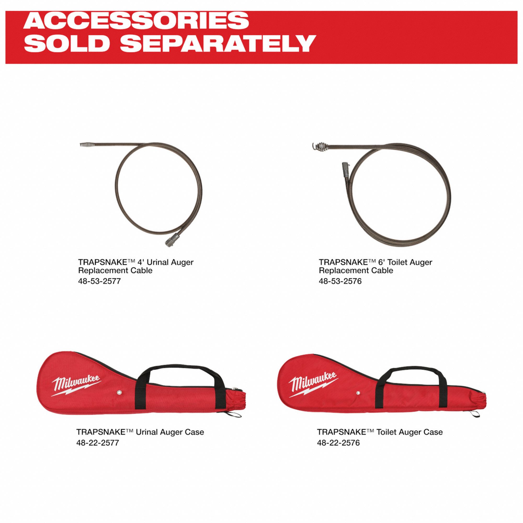 MILWAUKEE Closet Auger Kit: Cordless, TRAPSNAKE, M12, For 1 1/4 in to 4 ...