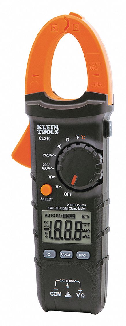 KLEIN TOOLS, Clamp-Jaw Jaw, CAT III 600V, Clamp Meter - 258W97|CL210 ...