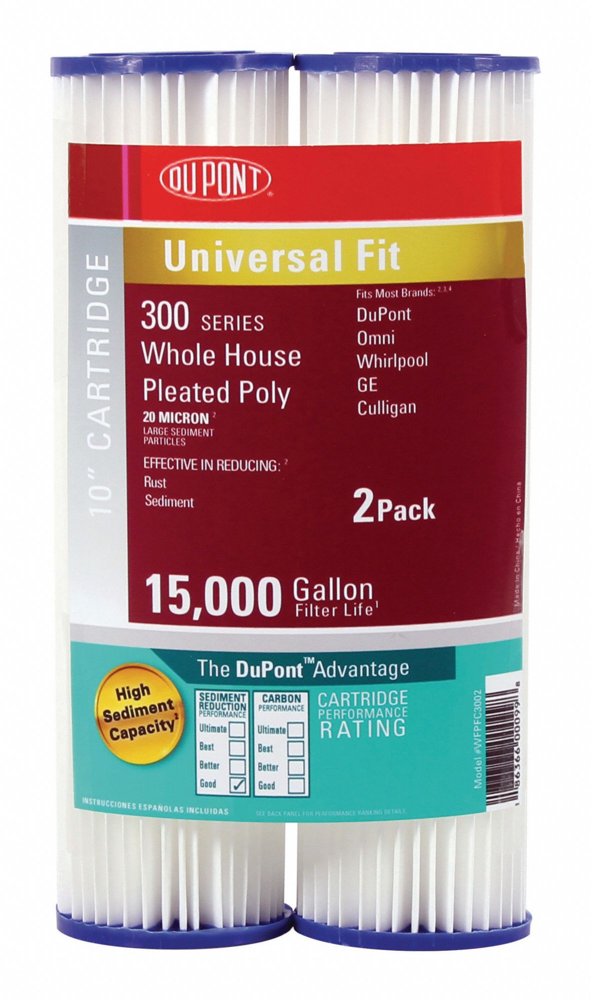 DUPONT Quick Connect Filter: 20 micron, 5 gpm, 10 in Overall Ht, 2 in ...