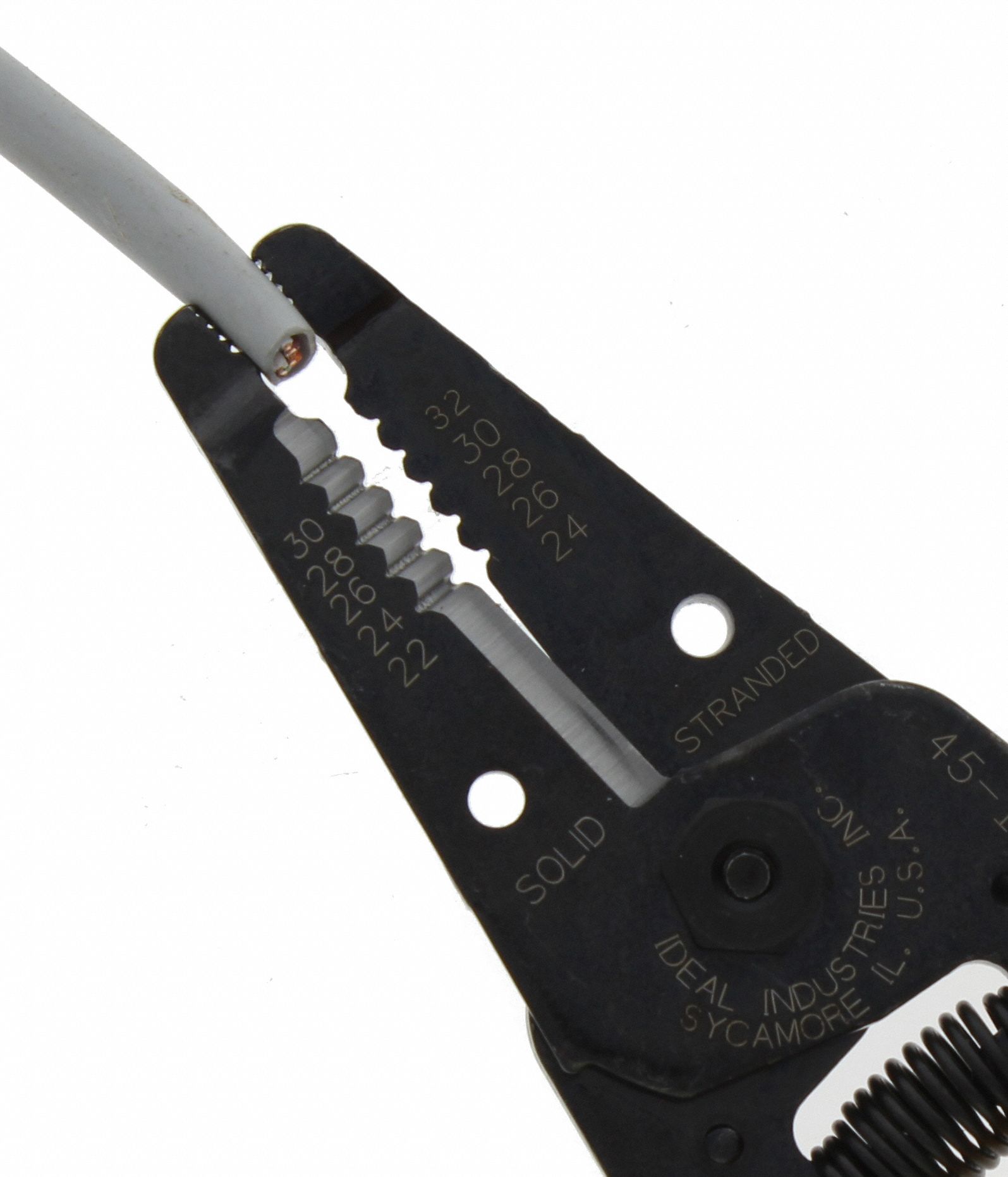 IDEAL Wire Stripper: 30 AWG to 22 AWG, 6 in Overall Lg, Std Cushion ...