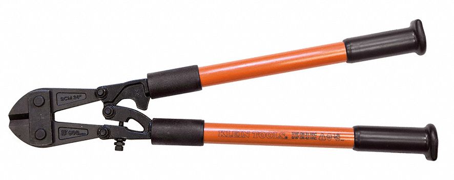 KLEIN TOOLS Bolt Cutters: Fiberglass, For 7/16 in Max Dia Soft Steel ...