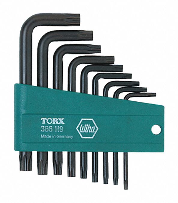WIHA, 9 Piece Torx Tamper Resistant L-Key Set - 25D908|36393 - Grainger