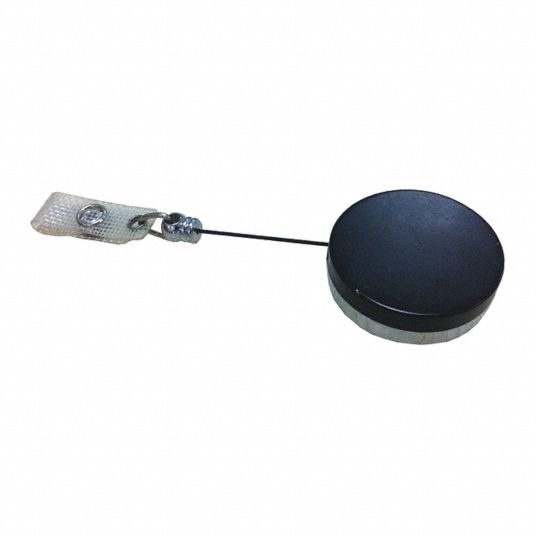 Badge Reel,Retractable,Blk/Chrome, PK10 - Grainger