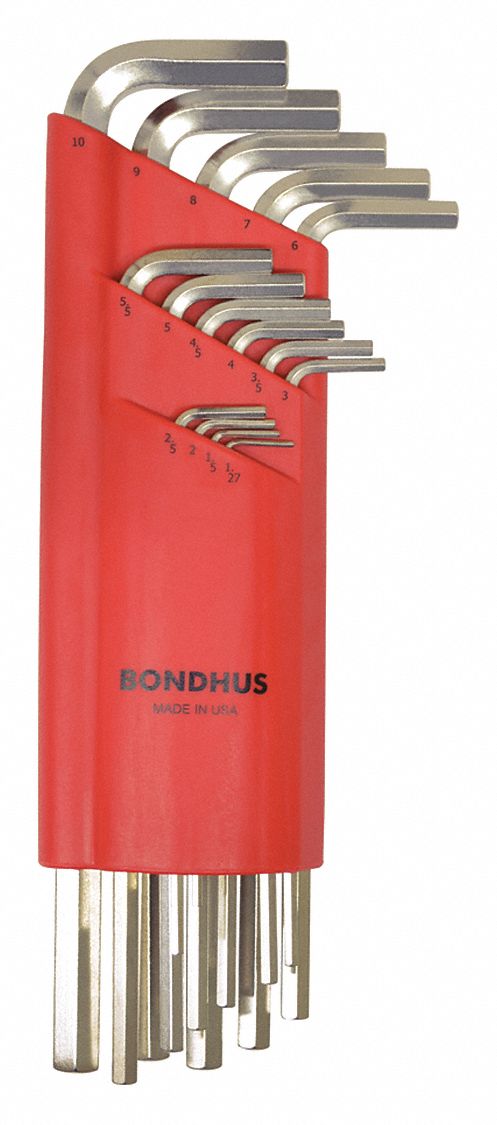 BONDHUS, Set 15 Plated Hex L-wrenches- Xlong - 25EJ11|17195 - Grainger