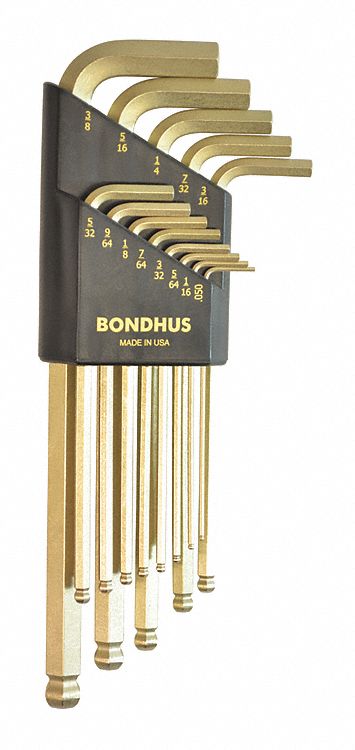 BONDHUS, Set 13 Plated Ball End L-wrenches - 25EV21|37937 - Grainger