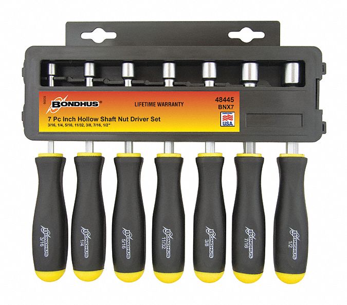 BONDHUS, Set 7 Hollow Shaft Nut Driver - 25EY90|48445 - Grainger