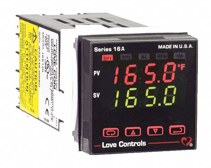 DWYER, 1/16 DIN Size, Manual/On/Off Action/P/PI/PID, Temperature Controller - 25F010|16A2111 ...